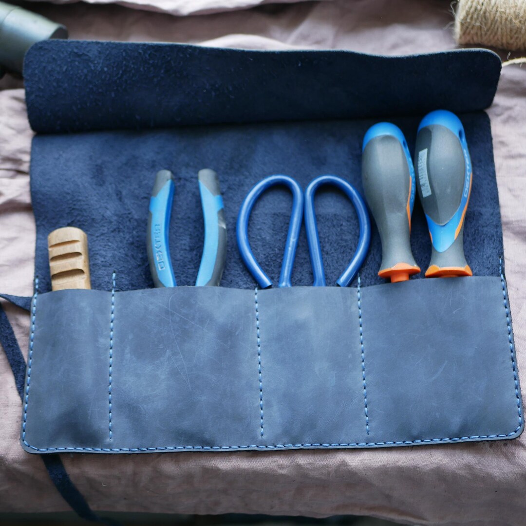 Roll up Tool Pouch, Leather Tools Roll, Craft Tool Case, Leather Needle ...