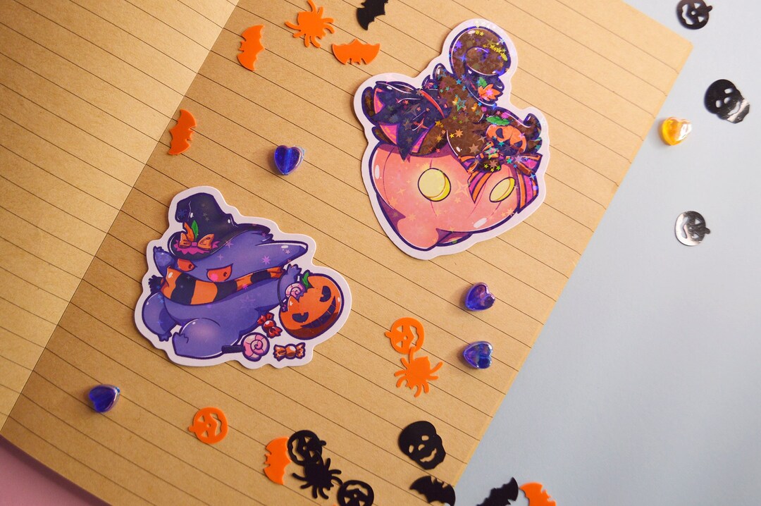 Stickers Spooky Halloween Ghost Pokemon, Vinyl Sticker With Holographic ...