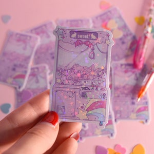 Sticker claw Machine Vinyl Sticker With Holographic Stars Effect - Etsy