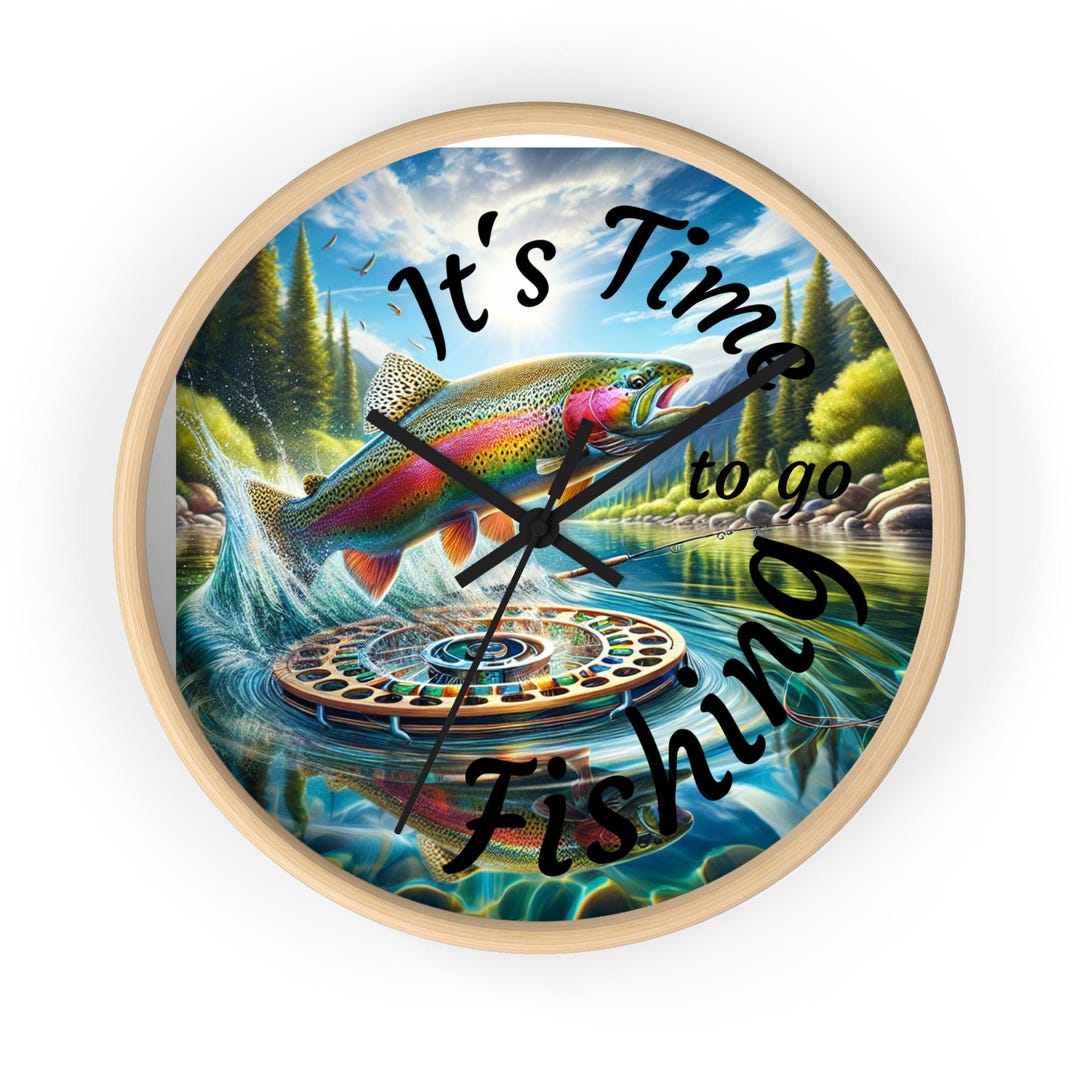 It's Time to Go Fishing Wall Clock, Rustic Home Décor, Fishing Gift ...
