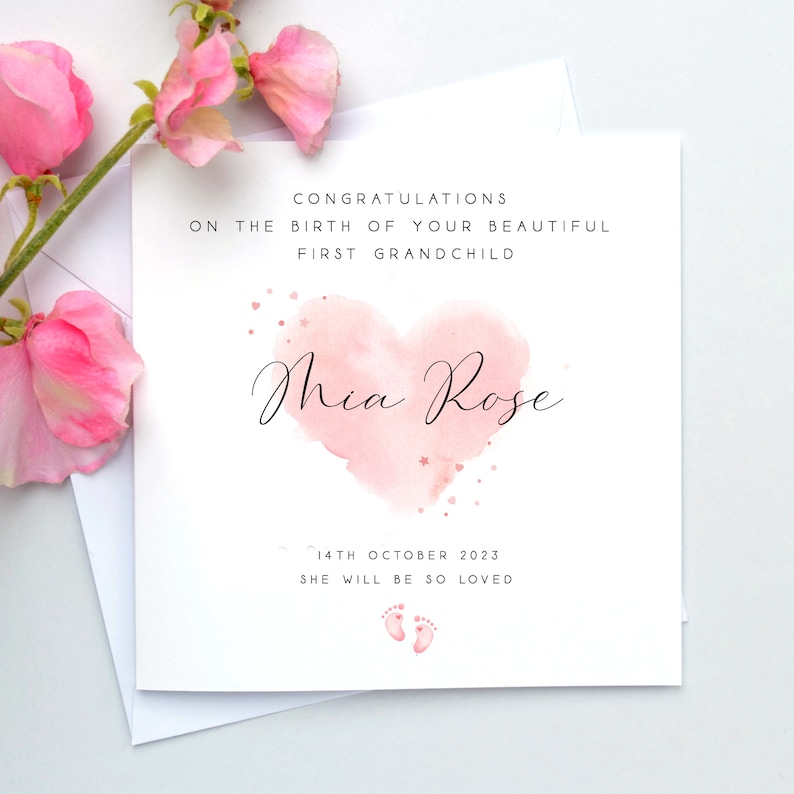 Personalised First Grandchild Card, New Grandparents Card, Birth of ...