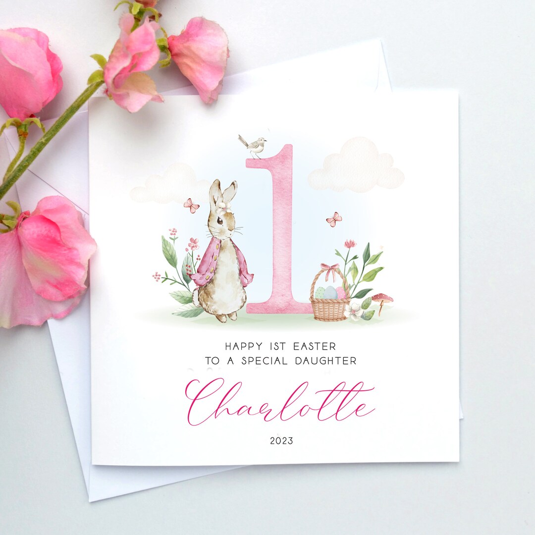 Rabbit 1st Easter Card Girl's, Granddaughter 1st Easter, Baby First ...