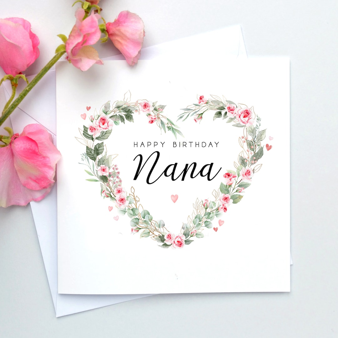 Floral Nana Birthday Card, Nana Birthday Gift, Floral Birthday Card for ...