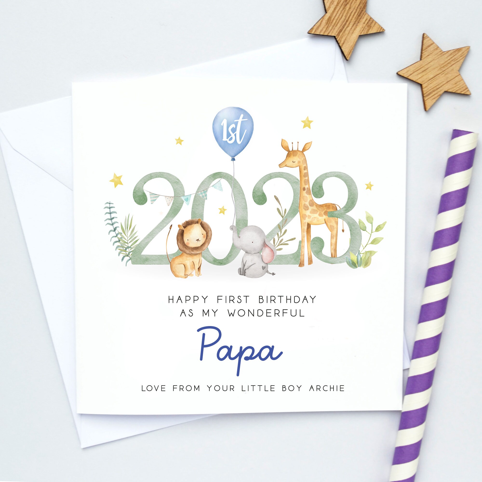 Safari Daddy Birthday Card First Birthday as a Dad 1st - Etsy