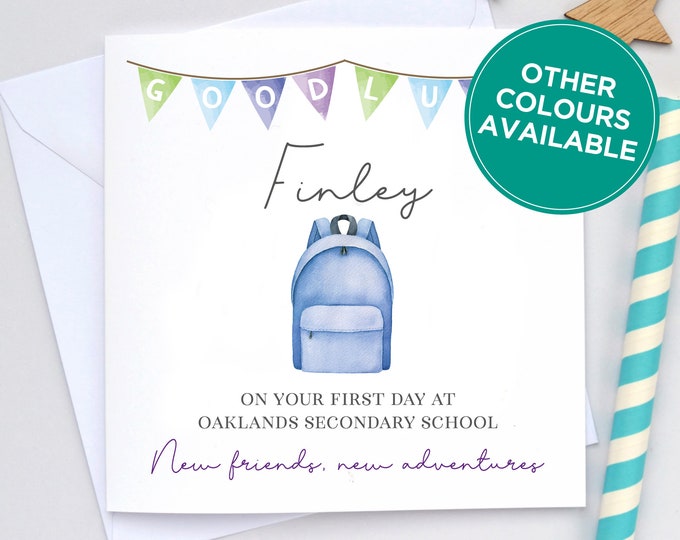 First Day at School Card, First Day of Secondary School, Primary School ...