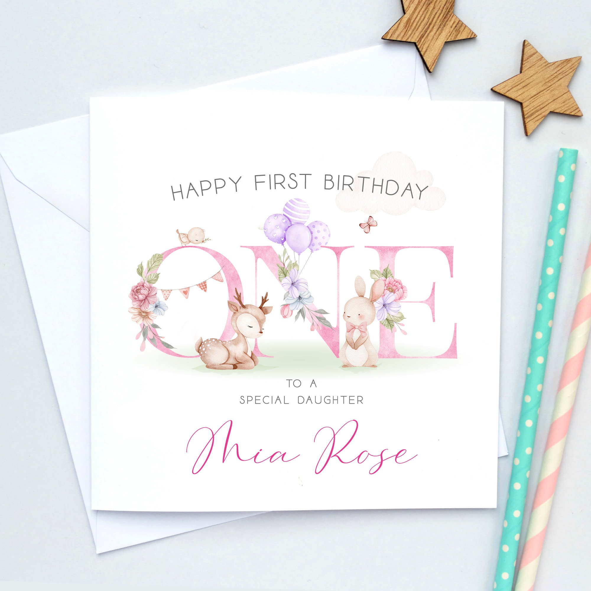 First Birthday Card Girl 1st Birthday Card Granddaughter - Etsy