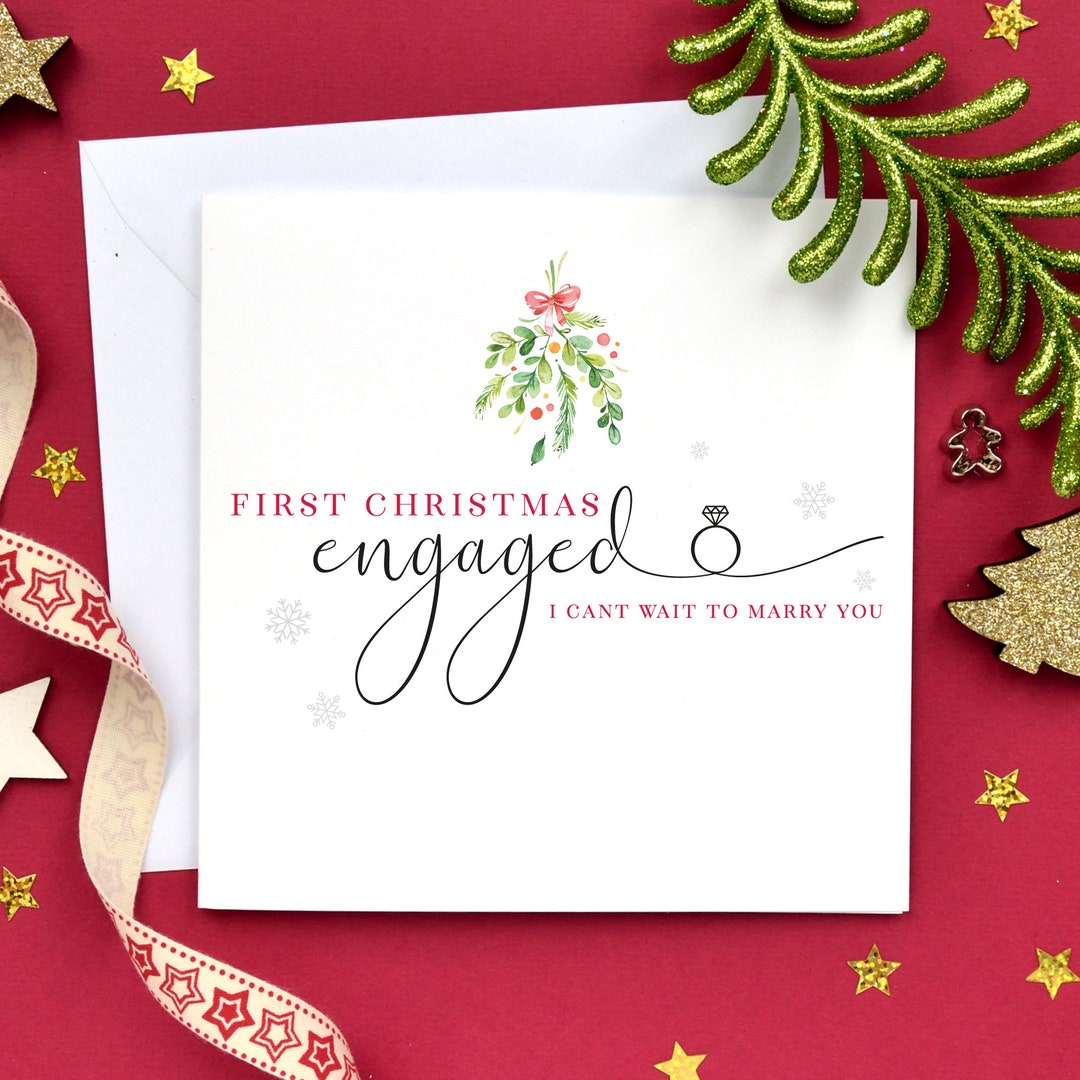 First Christmas Engaged, Fiance 1st Christmas Card, Card for Fiance ...
