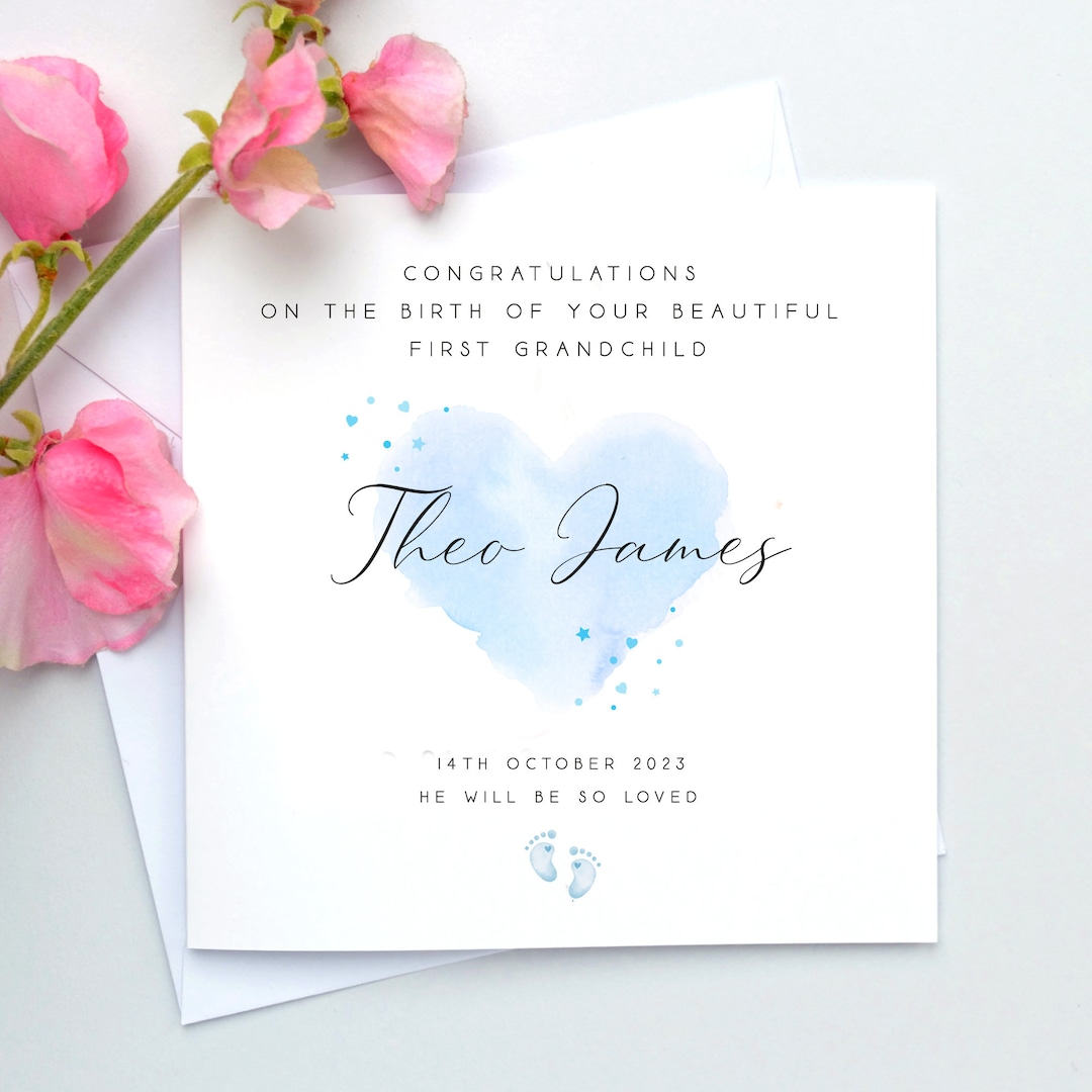 Personalised First Grandchild Card, New Grandparents Card, Birth of ...