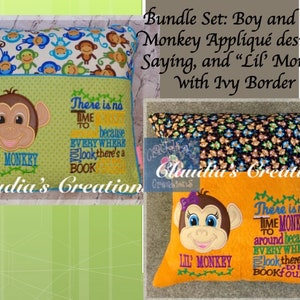 Monkey Bundle: Boy and Girl Monkey Appliqué Designs, There is No Time ...