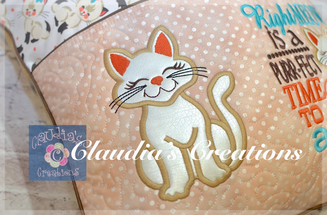 Kitty Cat Appliqué, Standing Cat Appliqué Design, Smiling Kitten ...