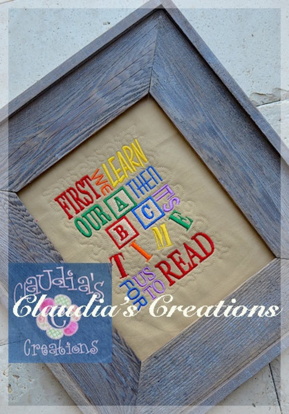 First We Learn Our ABC Subway Art Embroidery Saying, Pre-schooler ...