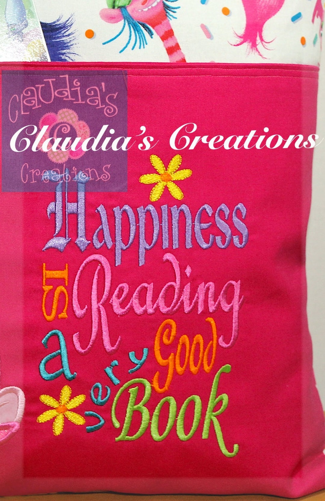 Happiness is Reading Subway Art Embroidery Saying, Pillow Saying ...