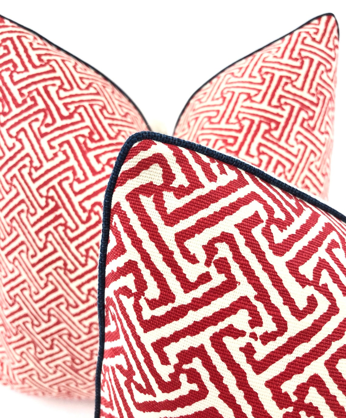 Pillow Cover Quadrille Pillow Cover Java Java in Red Pillow - Etsy