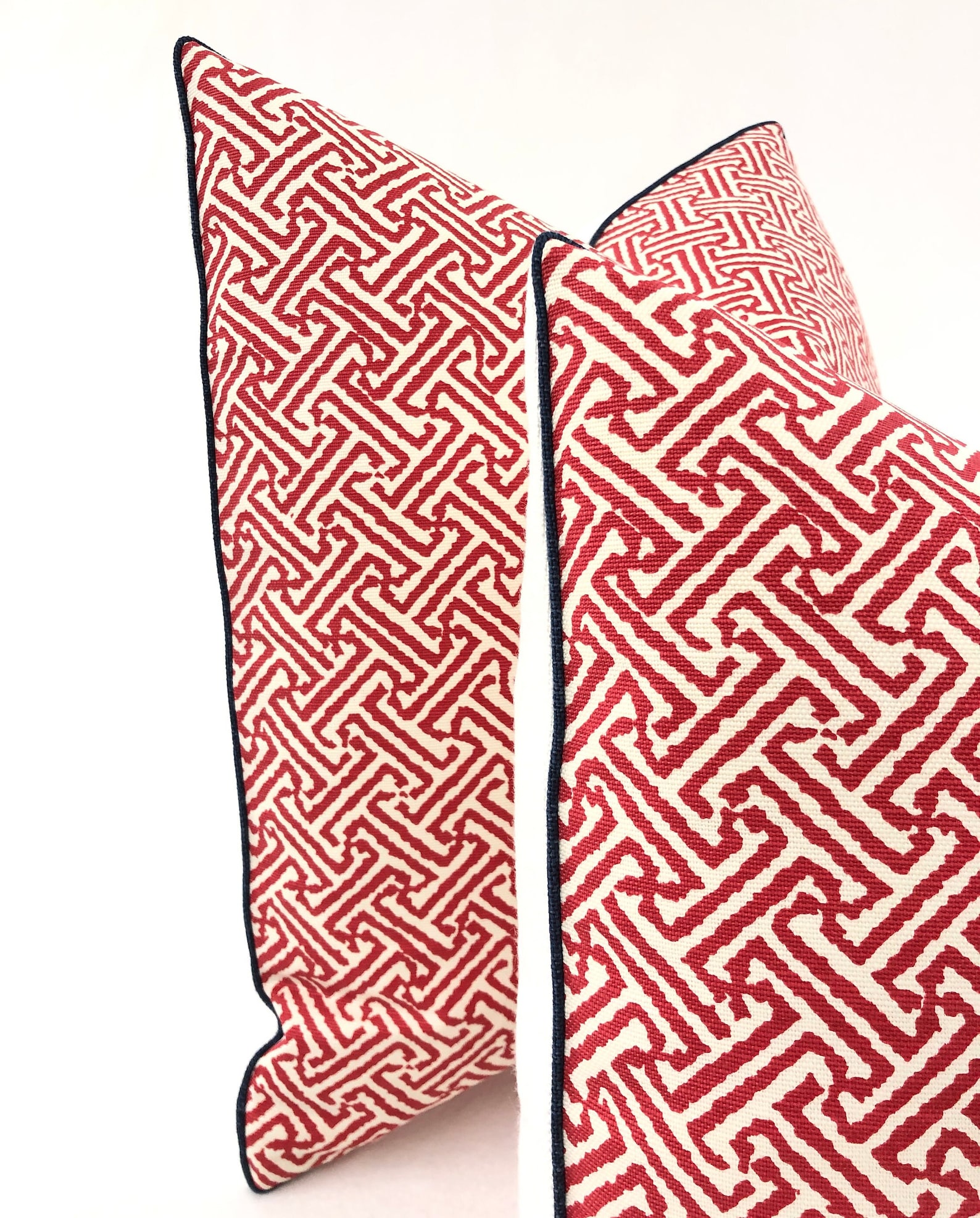 Pillow Cover Quadrille Pillow Cover Java Java in Red Pillow | Etsy