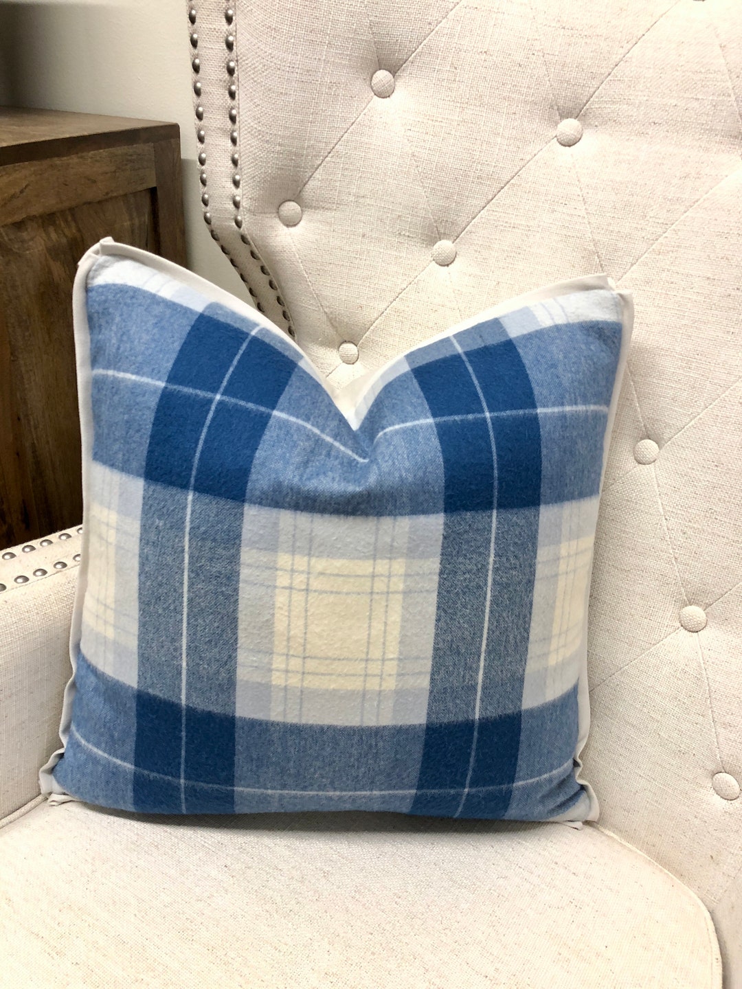 Alpaka Sandra Jordan Prima Alpaca Plaid Blaue Wollkissen - Etsy.de