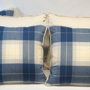 Alpaca Sandra Jordan Prima Alpaca Plaid Blue Wool Pillows | Etsy