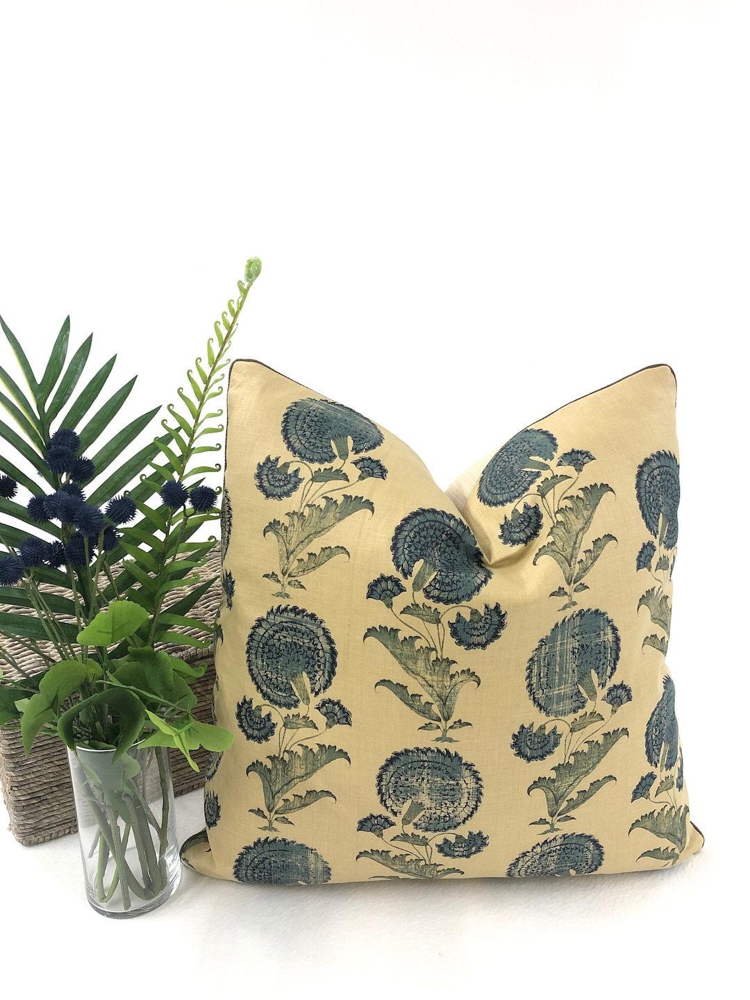 Michael S Smith - Jasper Indian Flower in Blue Pillow Cover // MADE TO ...