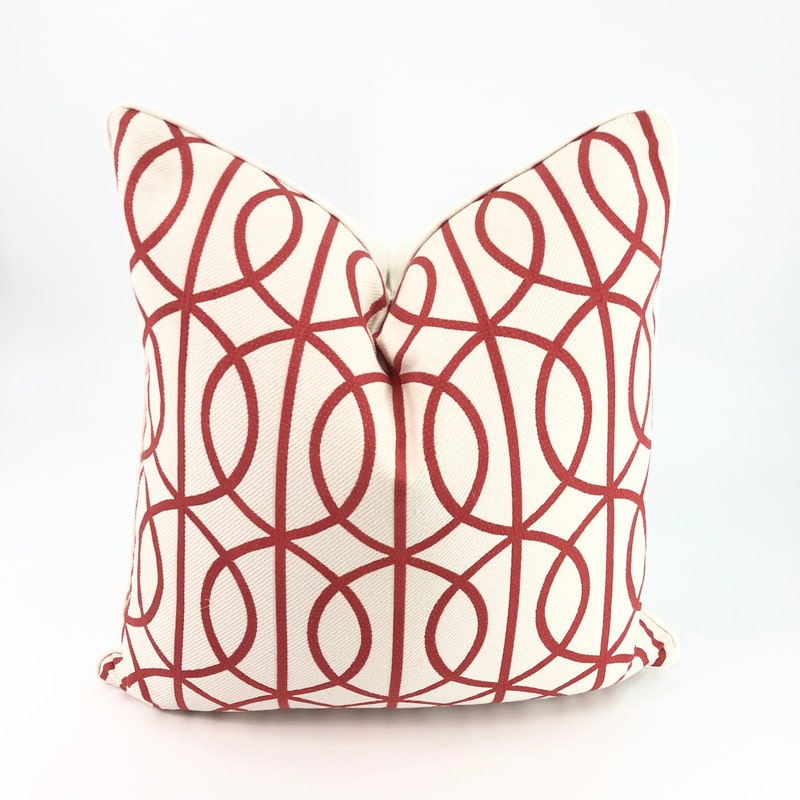 Red Geometric Pillow - Etsy
