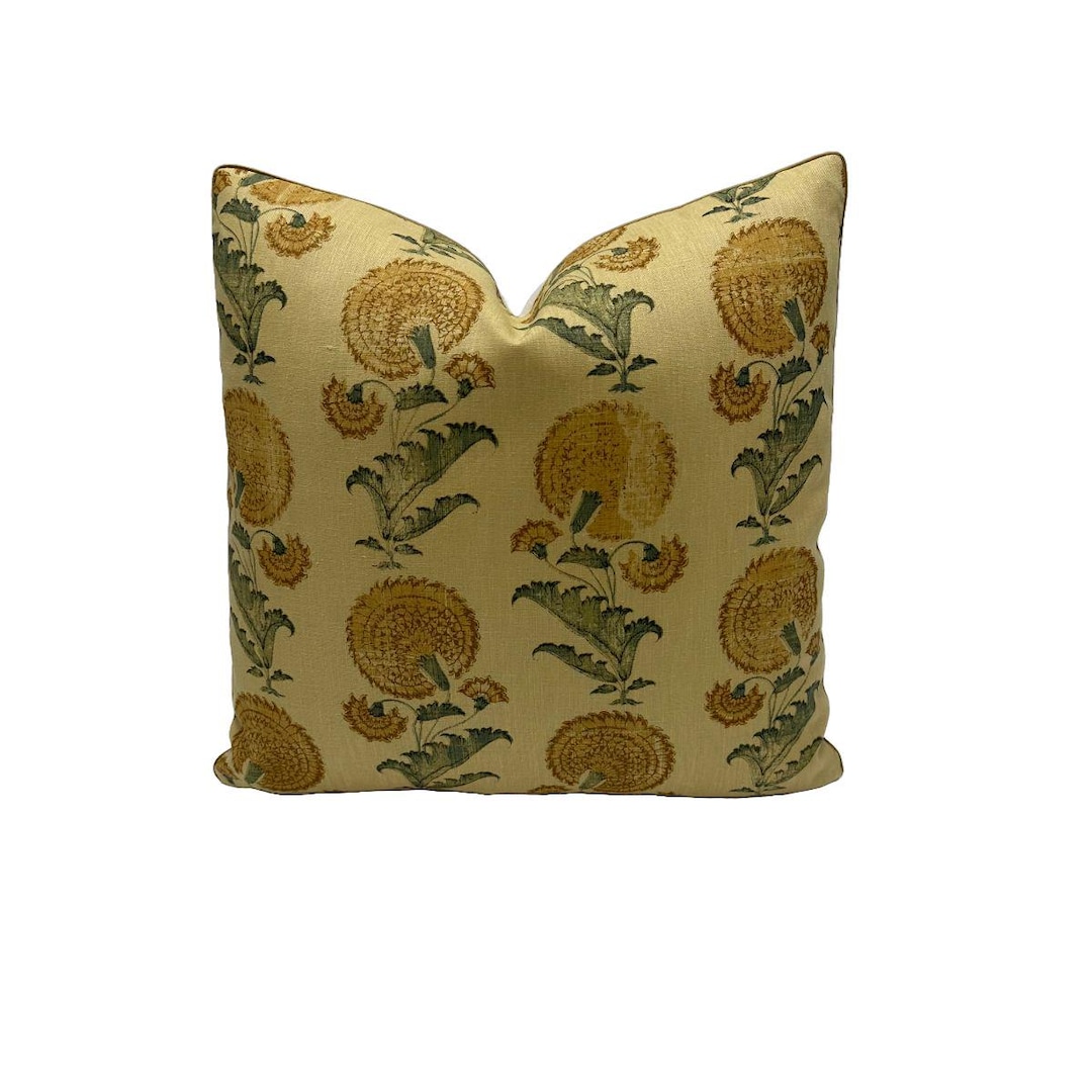 Jasper - Indian Flower in Saffron // MADE TO ORDER // Pillow Cover ...