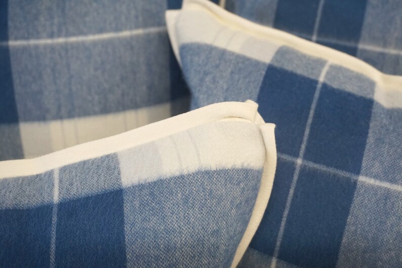 Alpaca Sandra Jordan Prima Alpaca Plaid Blue Wool Pillows | Etsy