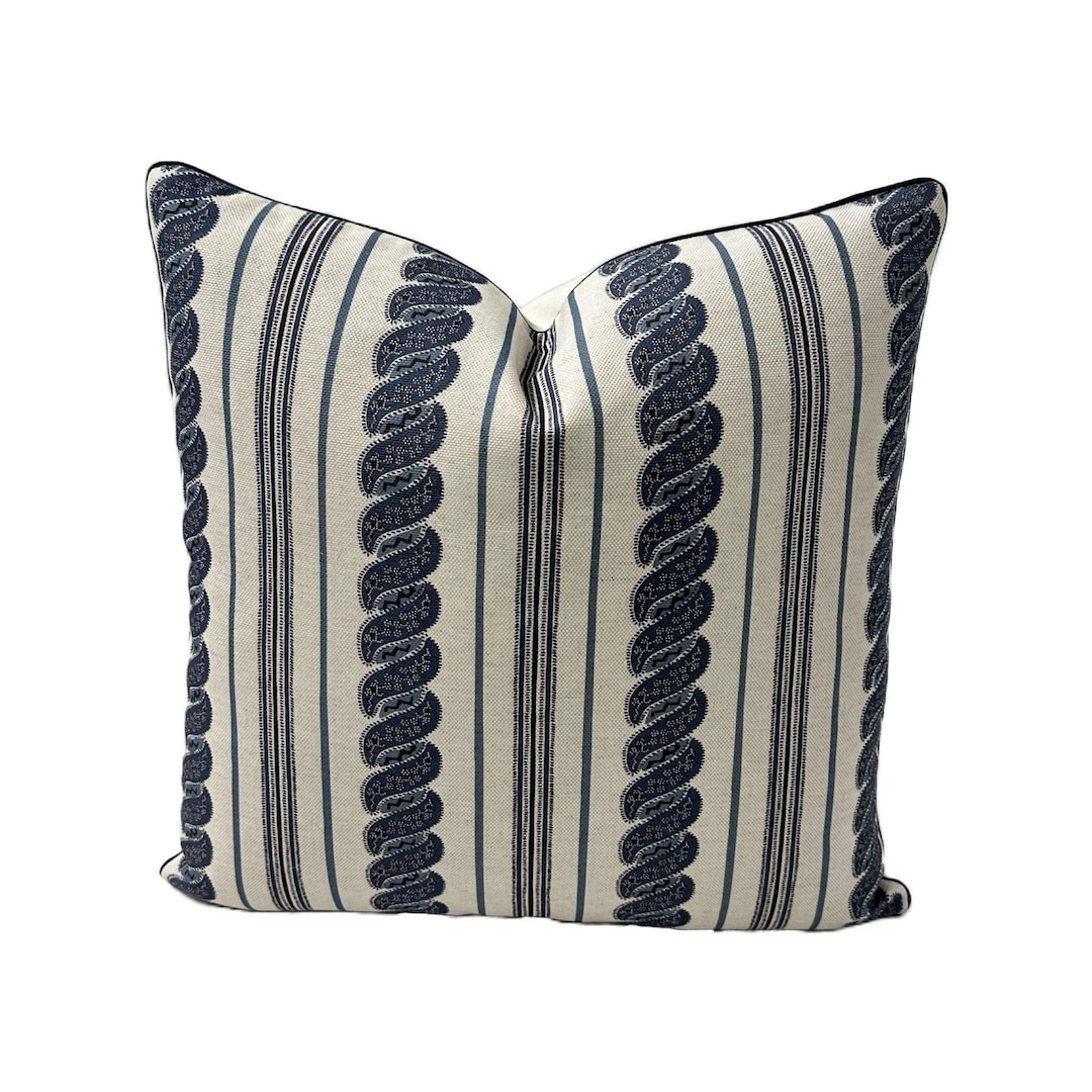 Carolina Irving - Menerbes Stripe in Indigo Ecru - Pillow Cover// MADE ...