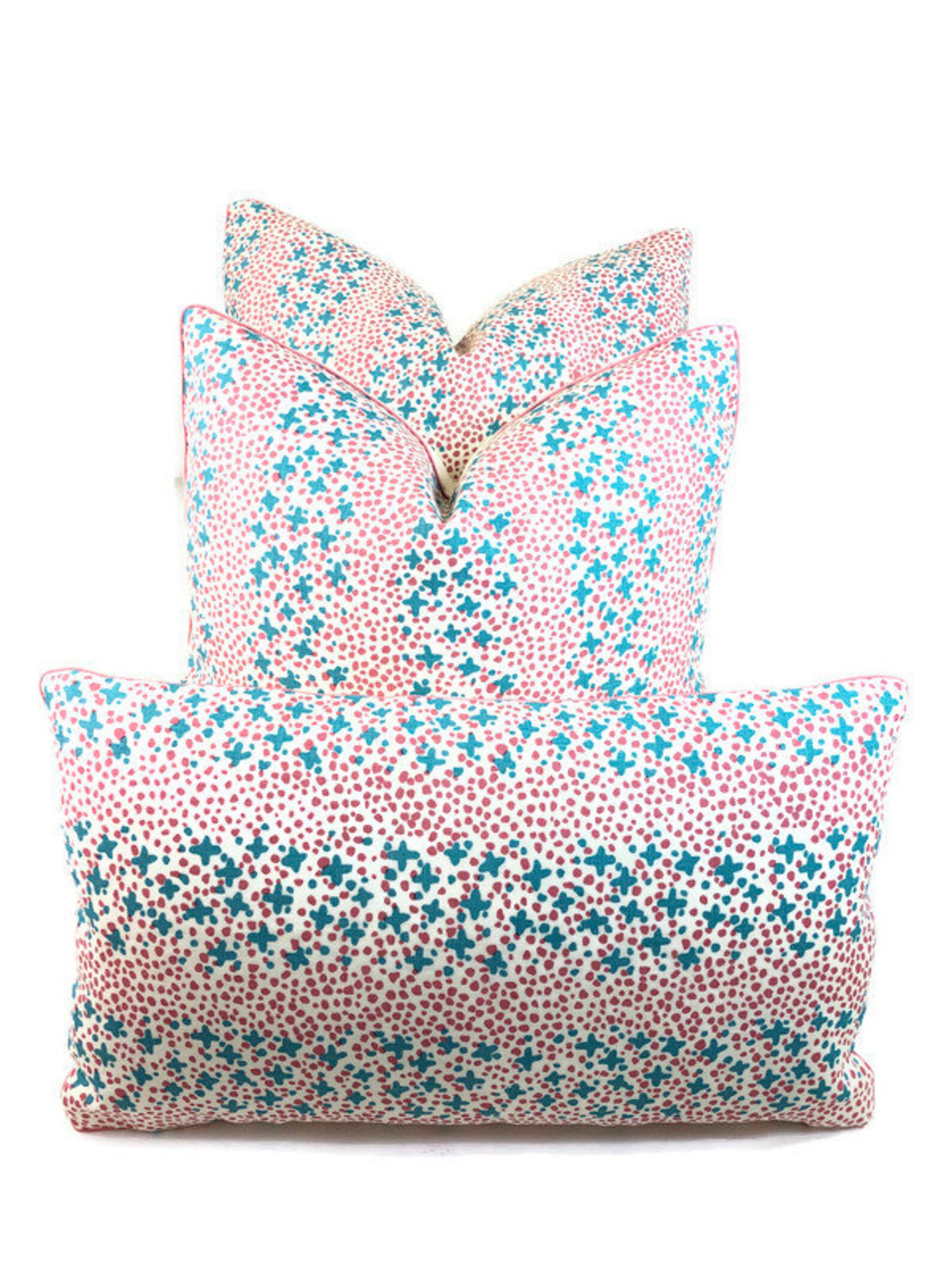 Quadrille, Jacks II Turquoise Pink, Decorative High End Pillow Covers ...