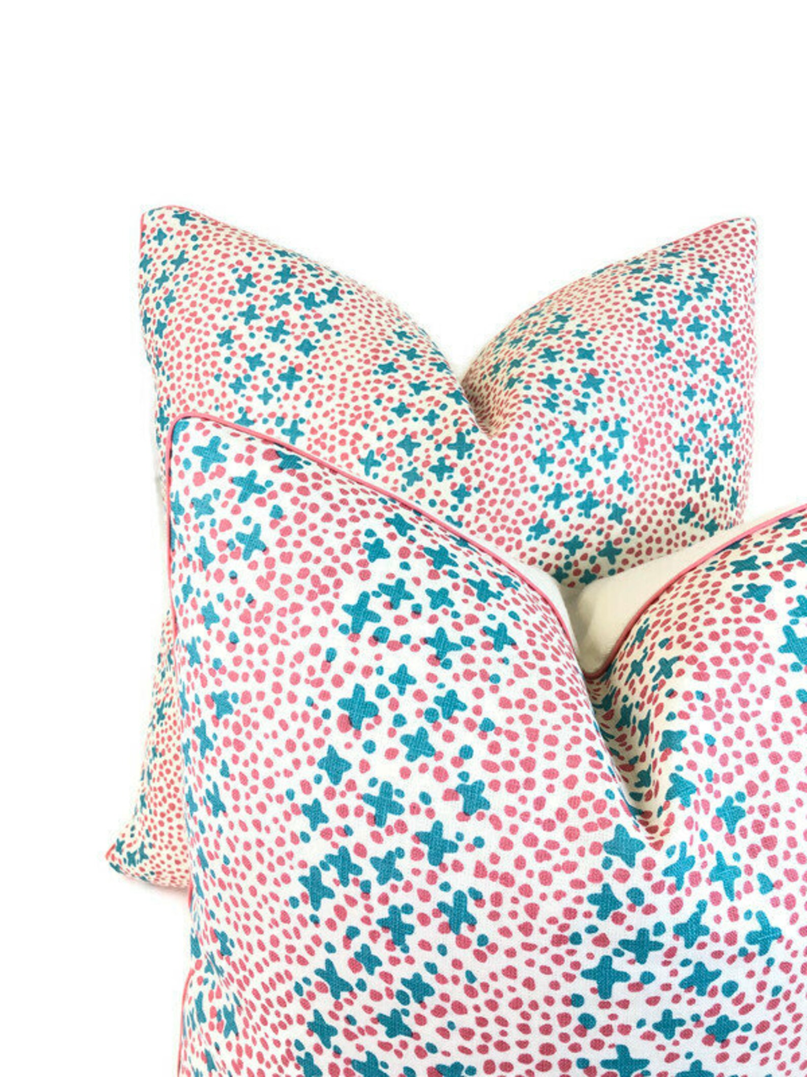 Quadrille, Jacks II Turquoise Pink, Decorative High End Pillow Covers ...
