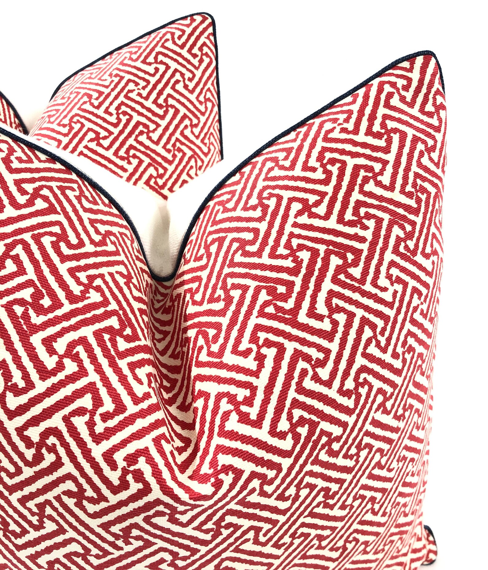 Pillow Cover Quadrille Pillow Cover Java Java in Red Pillow | Etsy