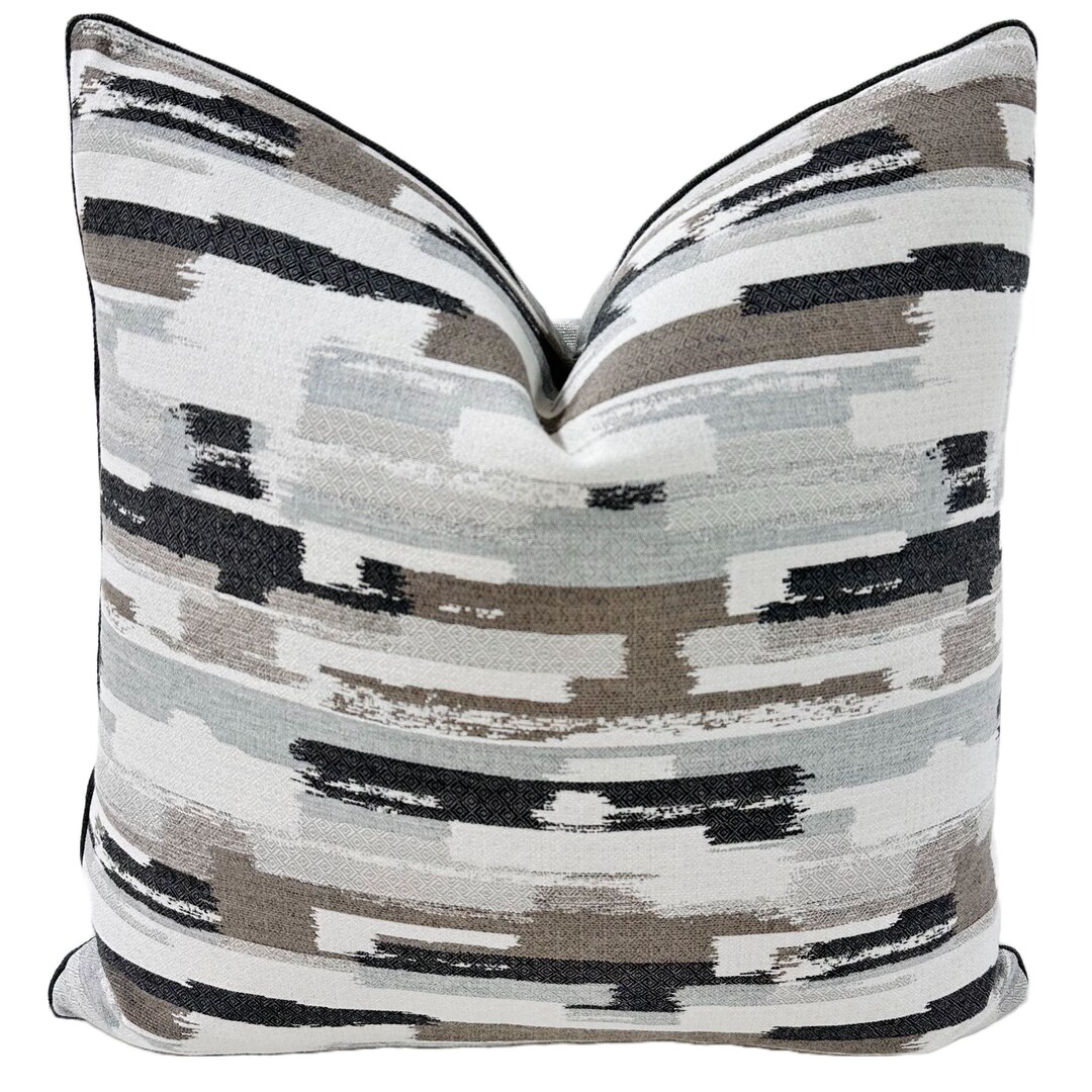 Pillow Cover, Modern Abstract Mix in Gray, Brown and Beige Tones Pillow ...