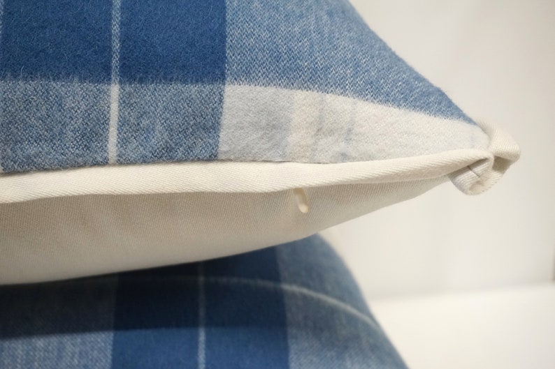 Alpaca Sandra Jordan Prima Alpaca Plaid Blue Wool Pillows | Etsy