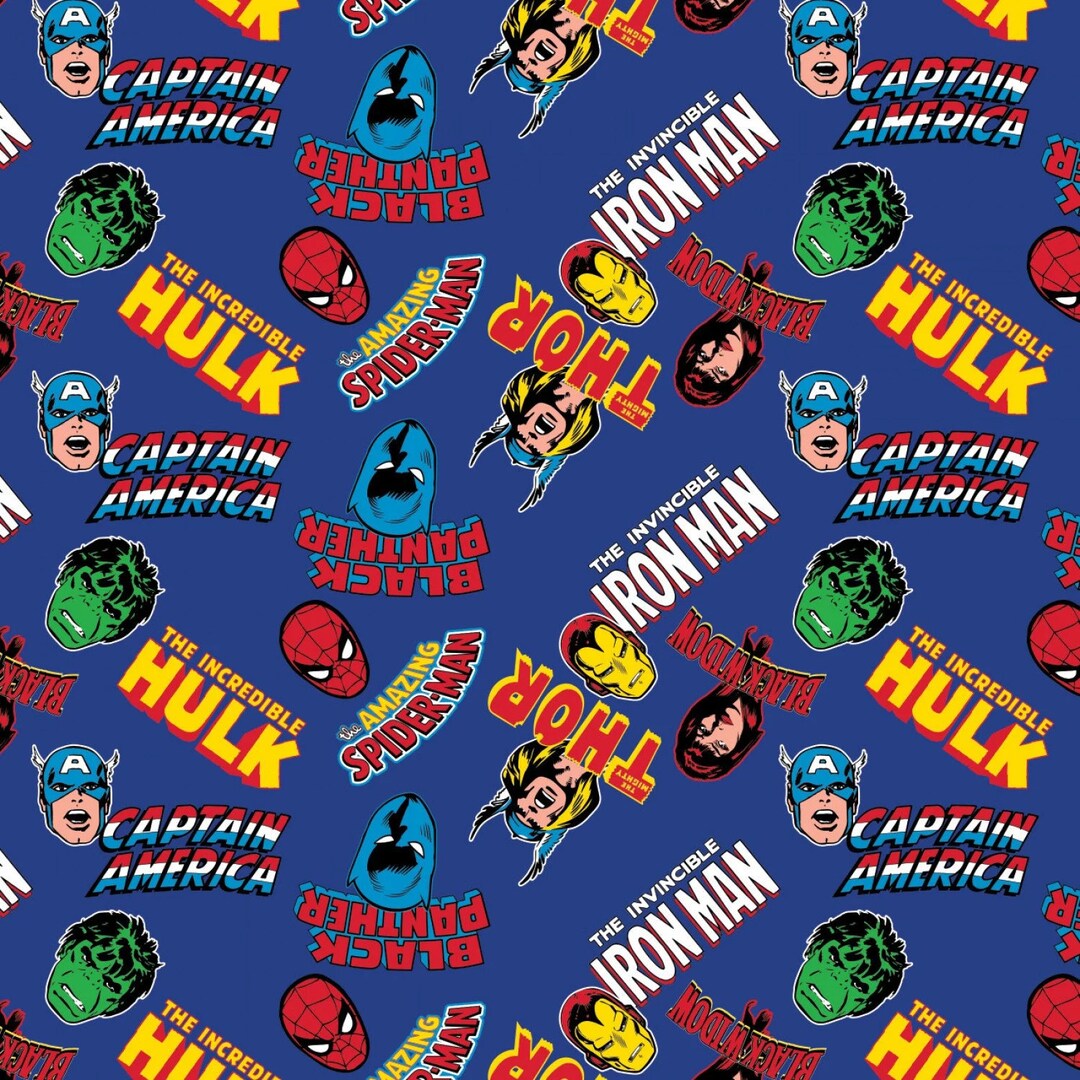Marvel Fabric Character Hero Toss in Blue Premium Quality 100% Cotton ...