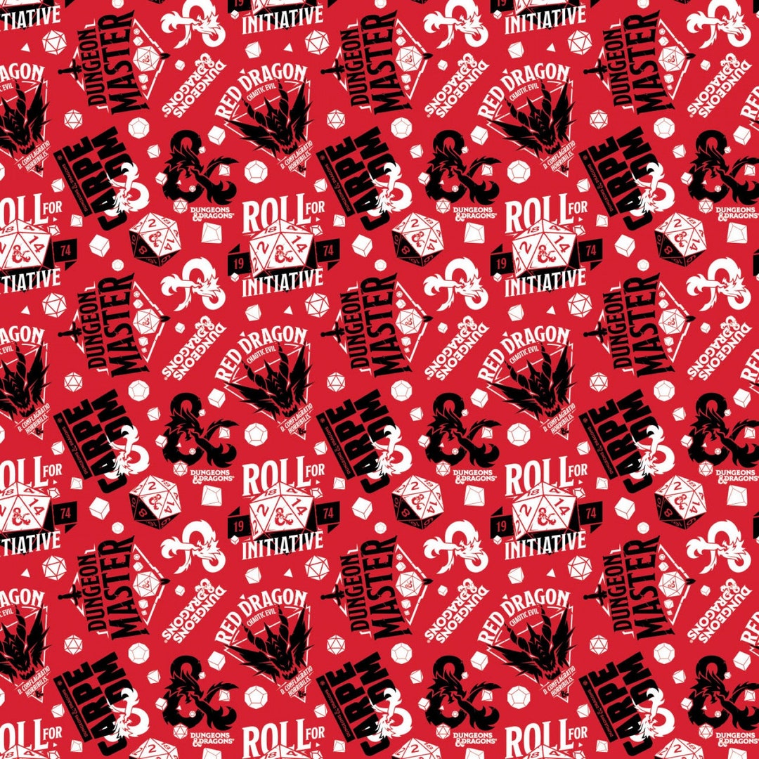 Dungeons and Dragons Fabric Roll for Initiative in Red 100% Cotton ...
