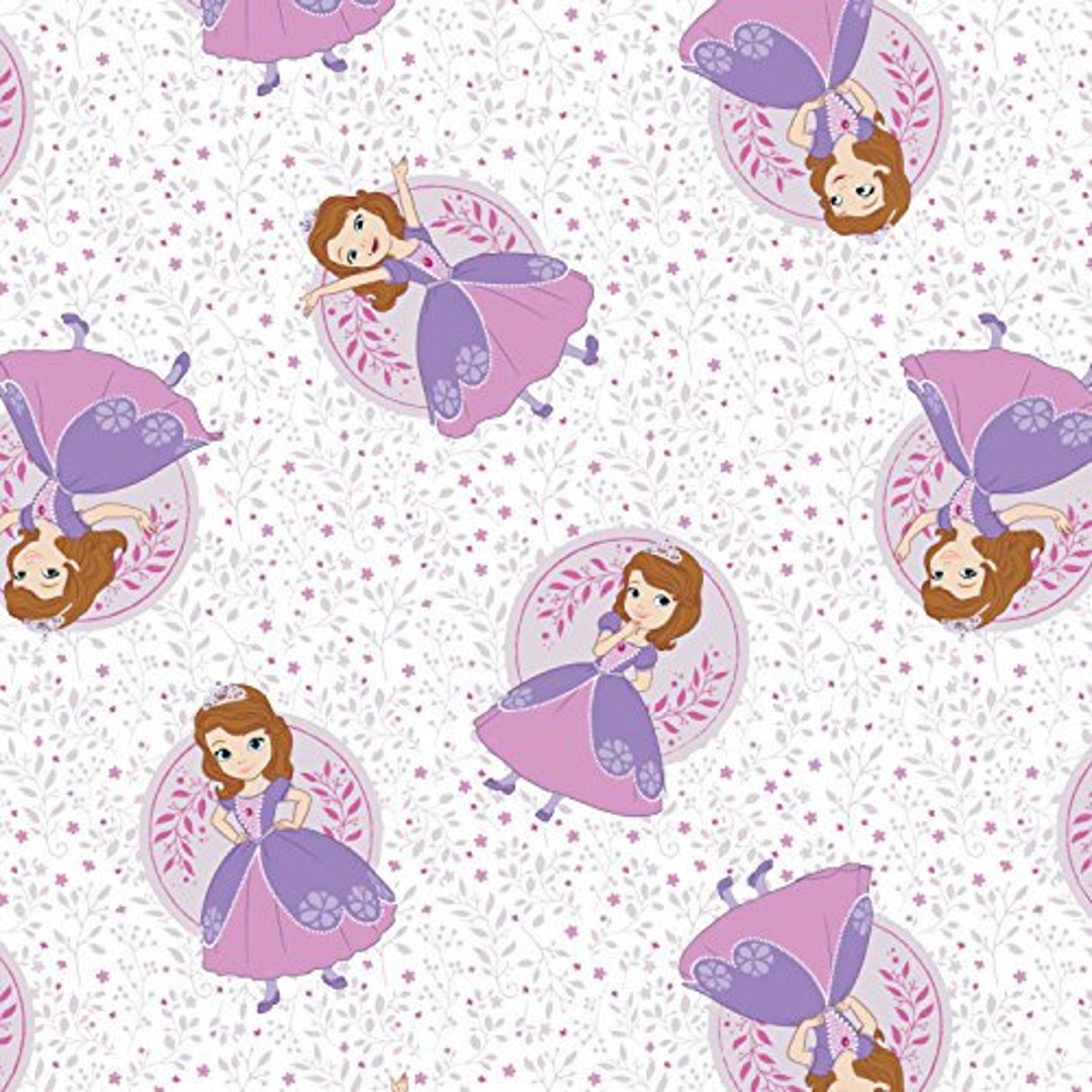 Disney Fabric Sofia the First Poses in White Premium Quality 100% ...