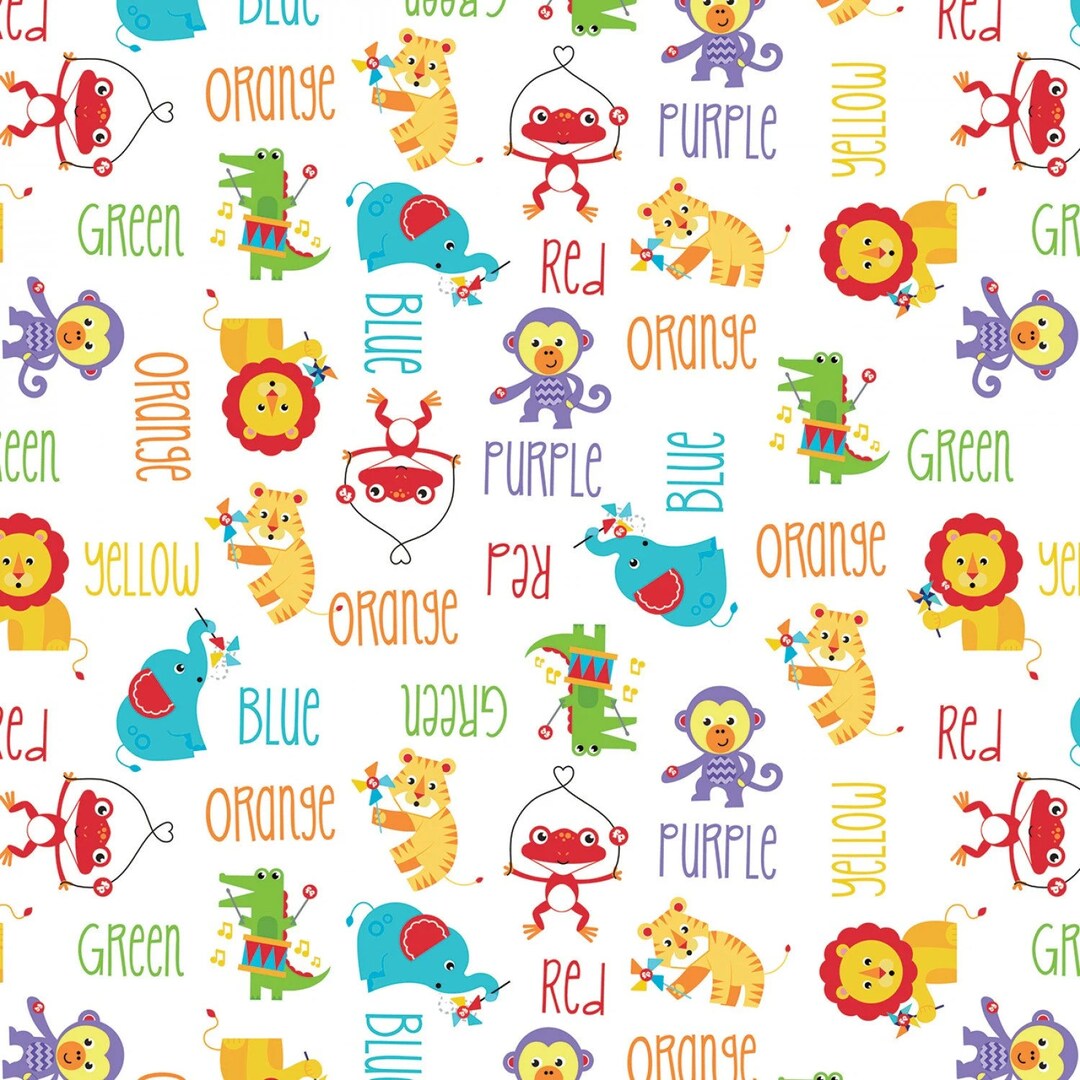 Fisher Price Fabric Mattel Main Colors in White Premium Quality 100% ...