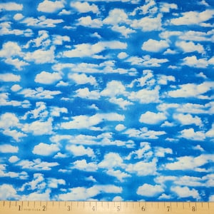 Cloud Fabric Landscape Medley Clouds Blue From Elizabeth Studios 100% ...