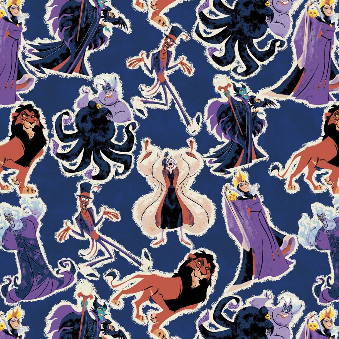 Disney Villains Mayhem Villain Cut-out in Blue 100% Cotton Fabric From ...