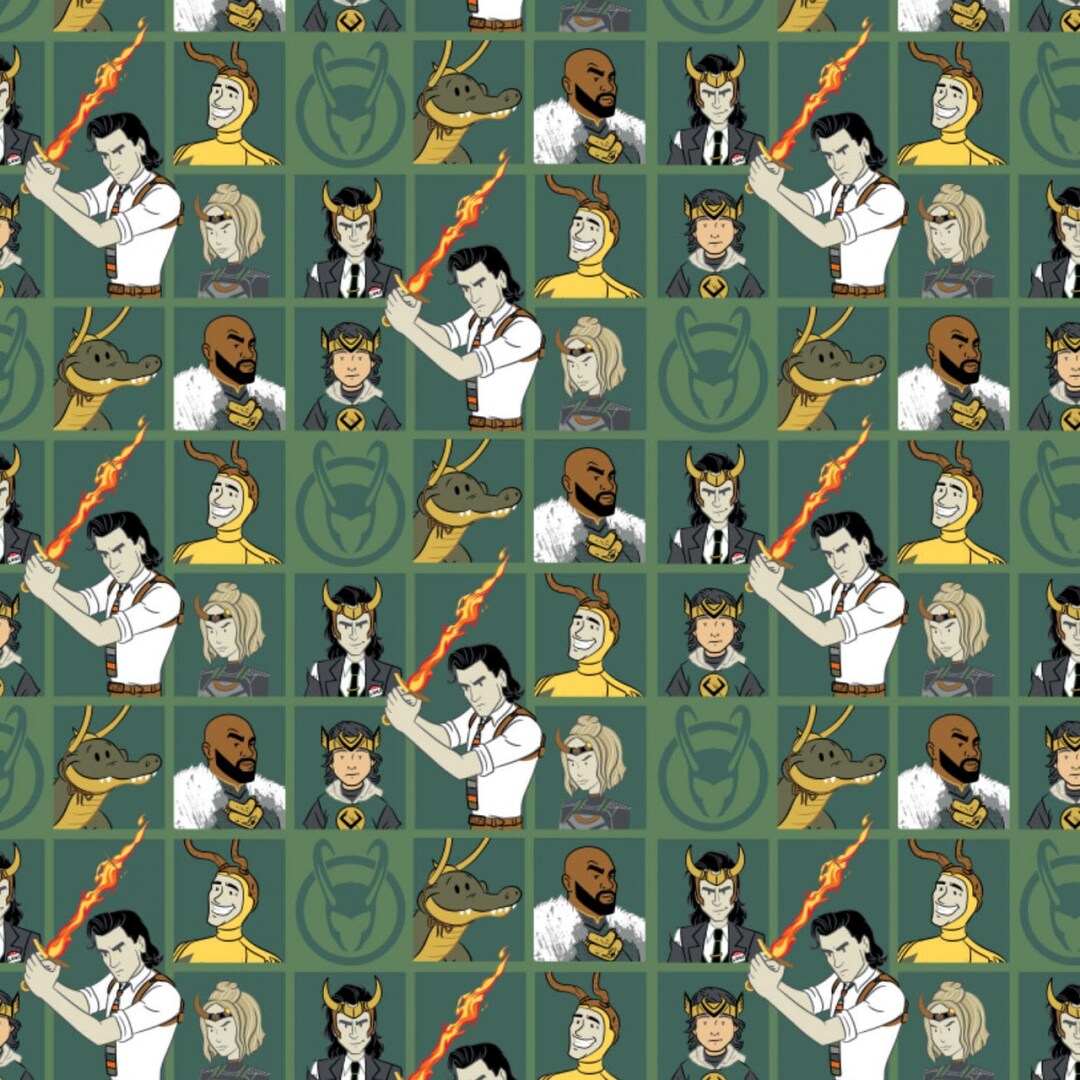 Marvel Fabric Loki Nexus Event in Green Premium Quality 100% Cotton ...