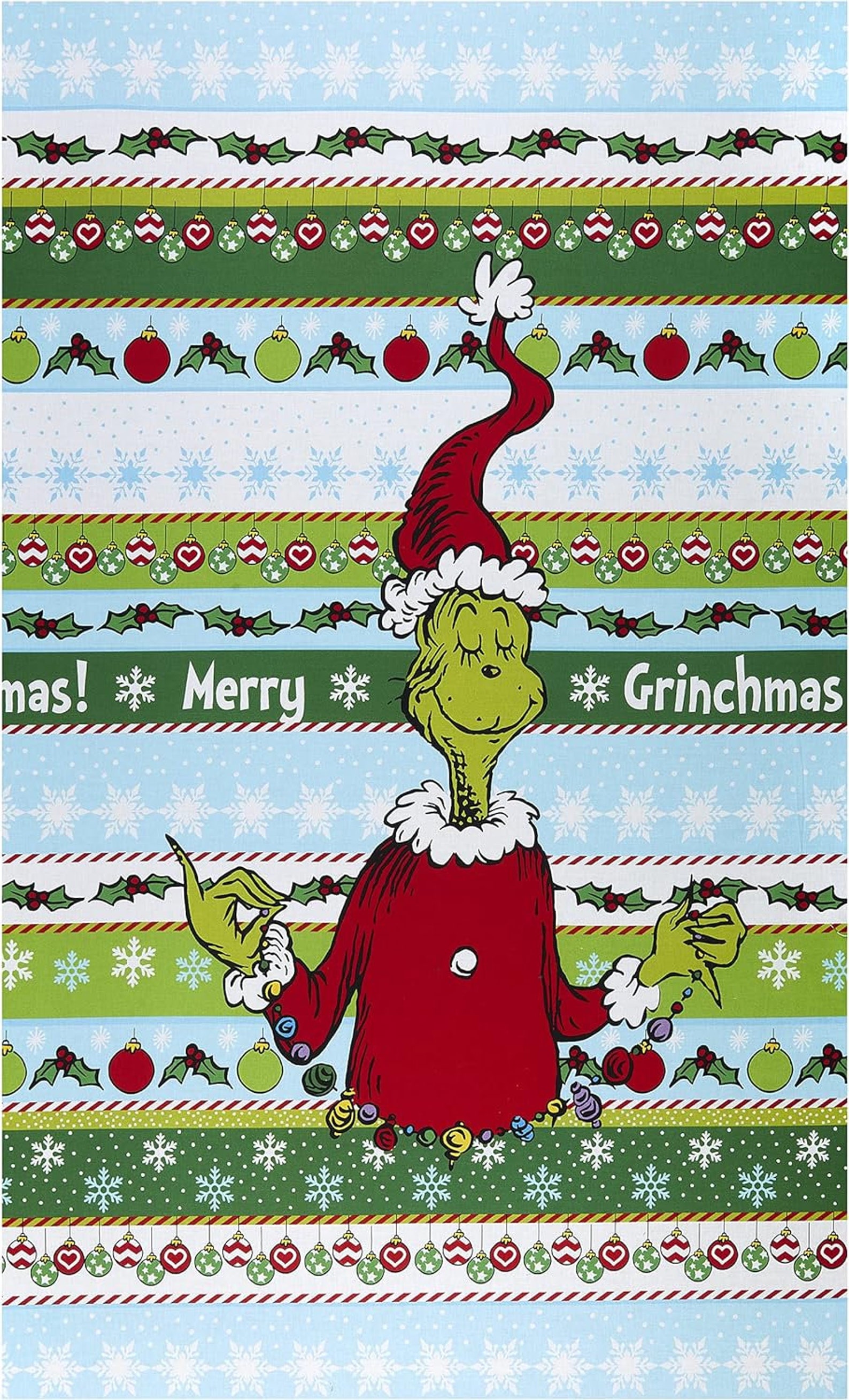 Dr. Seuss How the Grinch Stole Christmas 24"x43" Stripe Panel 100% ...