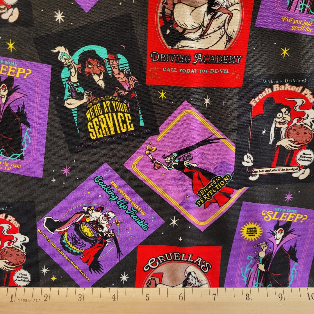 Disney Villains Mayhem Multi Dark Humor Poster Toss in Gray 100% Cotton ...