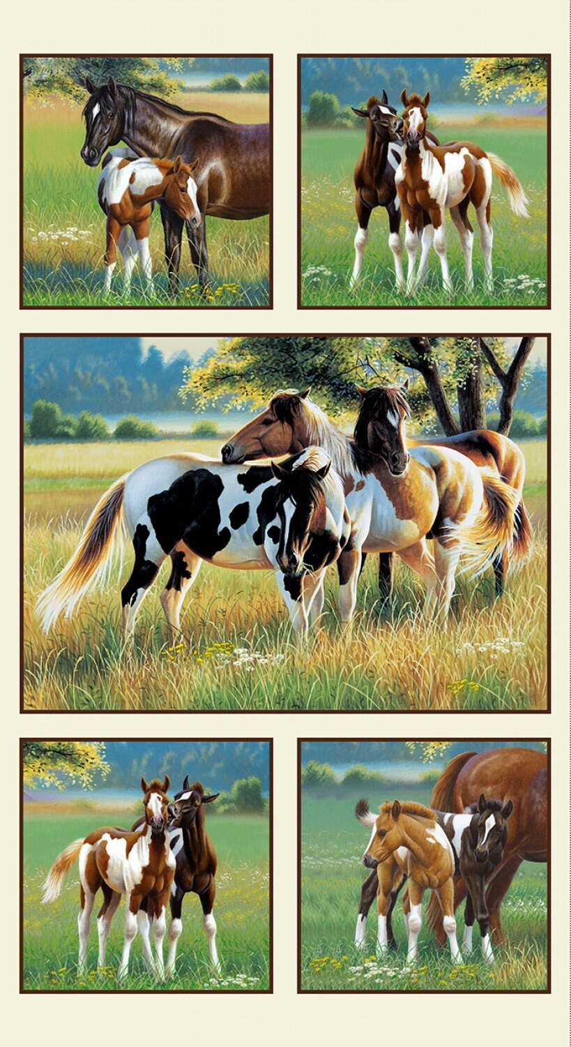 Pasture Buddies Horse Panel 24x43 100% Cotton From Elizabeth Studios - Etsy