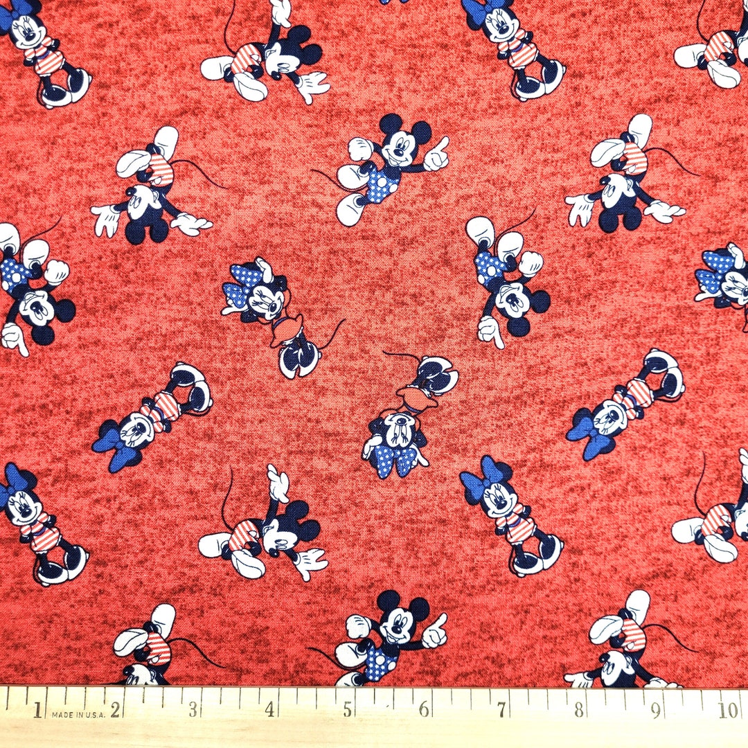 Disney Fabric Mickey and Minnie Mouse Patriotic Toss in Red 100% Cotton ...