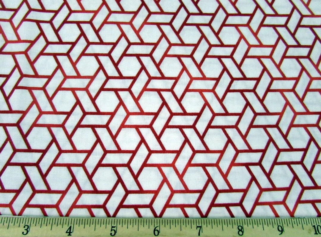 Soho Fabric Trellis in Red/white Premium Quality 100% Cotton Fabric ...