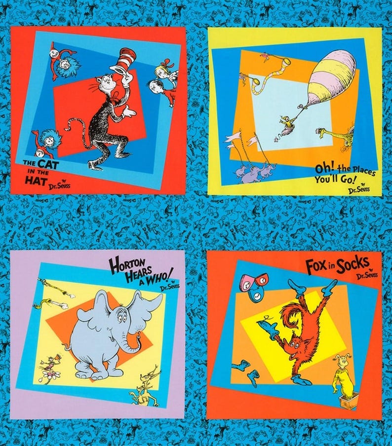 Dr. Seuss Celebrate Seuss 36" Character Block Panel Celebration 100% ...