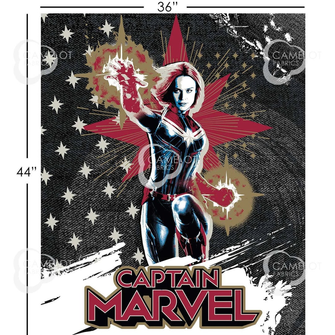 Marvel Fabric Panel Captain Marvel in Black Premium Quality 100% Cotton ...