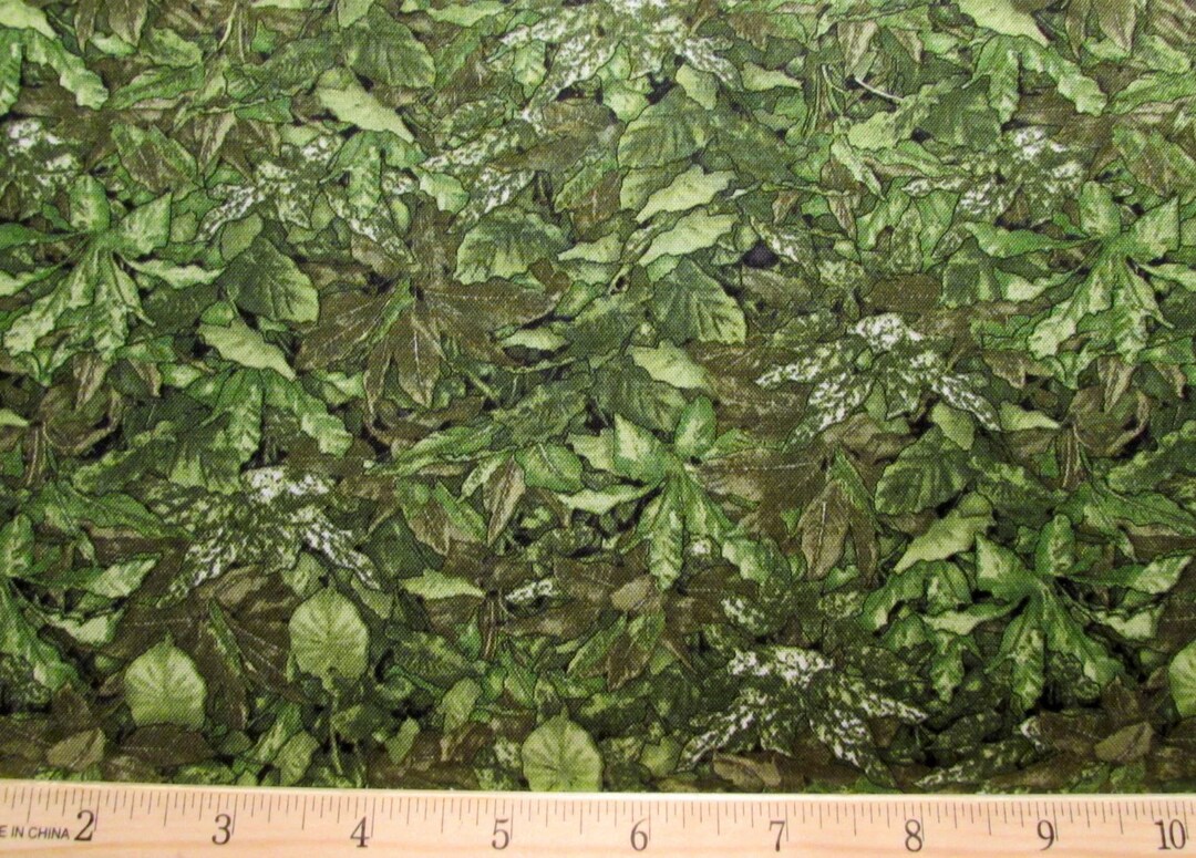 Leaf Fabric Naturals Leaves in Green Premium Quality 100% Cotton Fabric ...