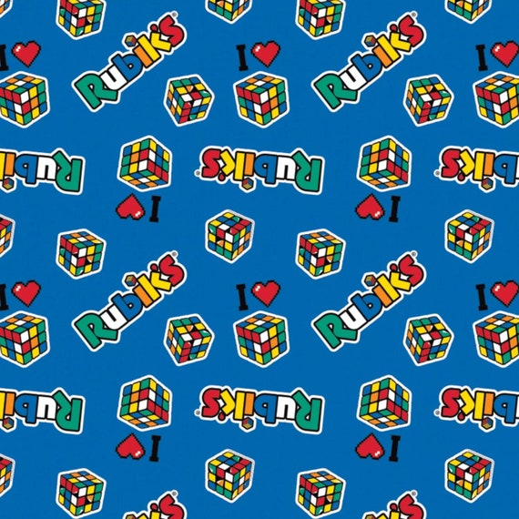 Rubik's Cube Fabric Patches in Blue FLANNEL Fabric From - Etsy