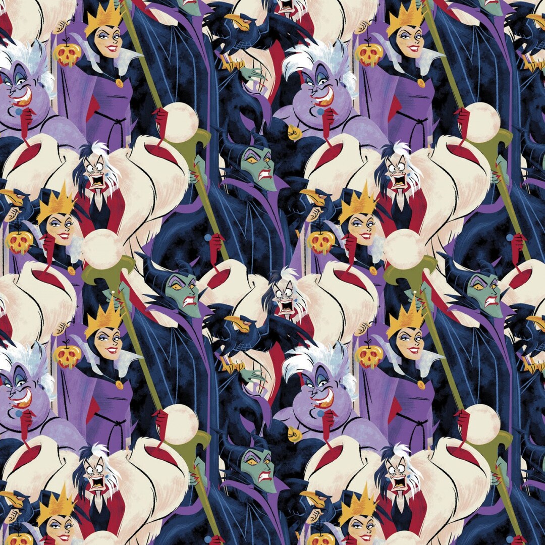Disney Villains Mayhem Multi Party of Villains 100% Cotton Fabric From ...