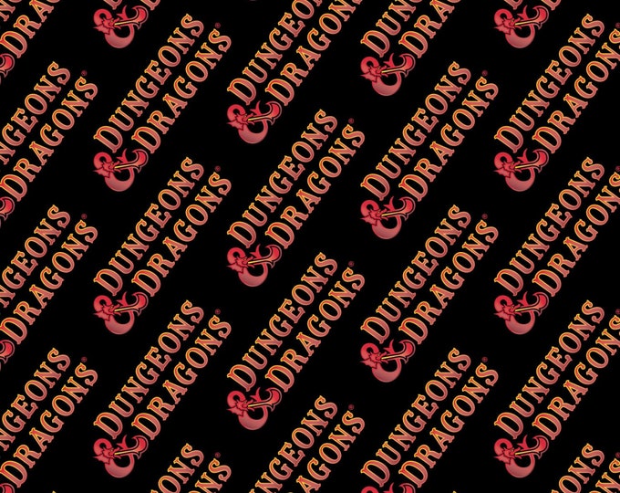 Dungeons and Dragons Fabric Classic Logo in Black Premium Quality 100% ...