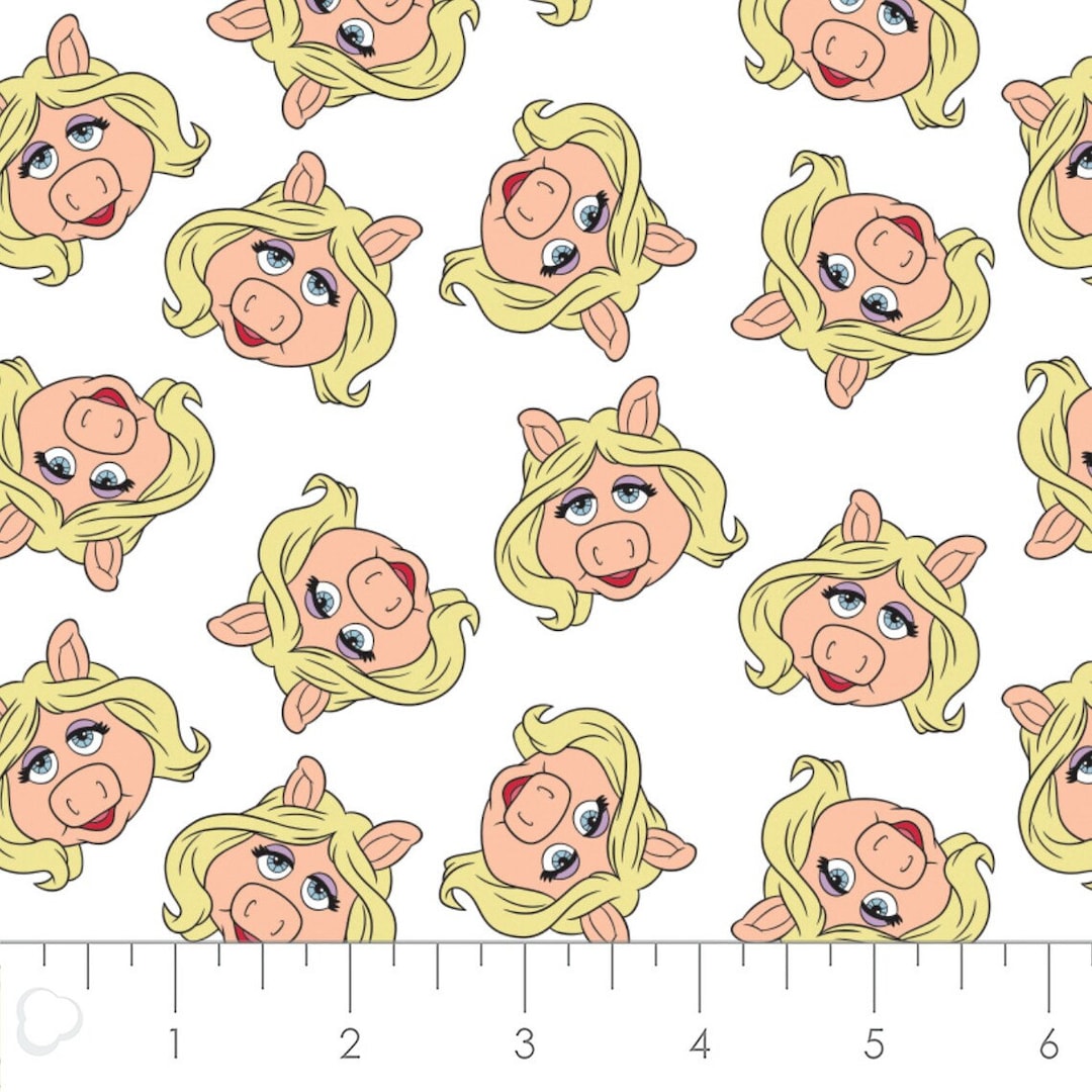 Disney Fabric Muppets Fabric Miss Piggy in White Premium Quality 100% ...
