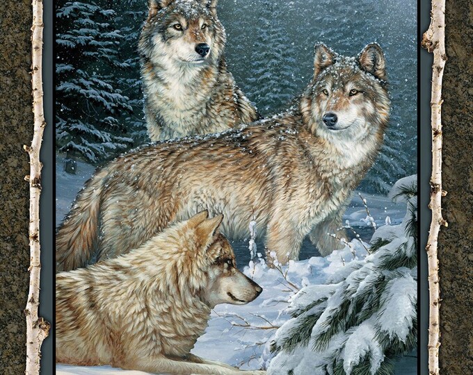 Wolf Fabric Panel Contemplation 100% Cotton Fabric From Springs ...